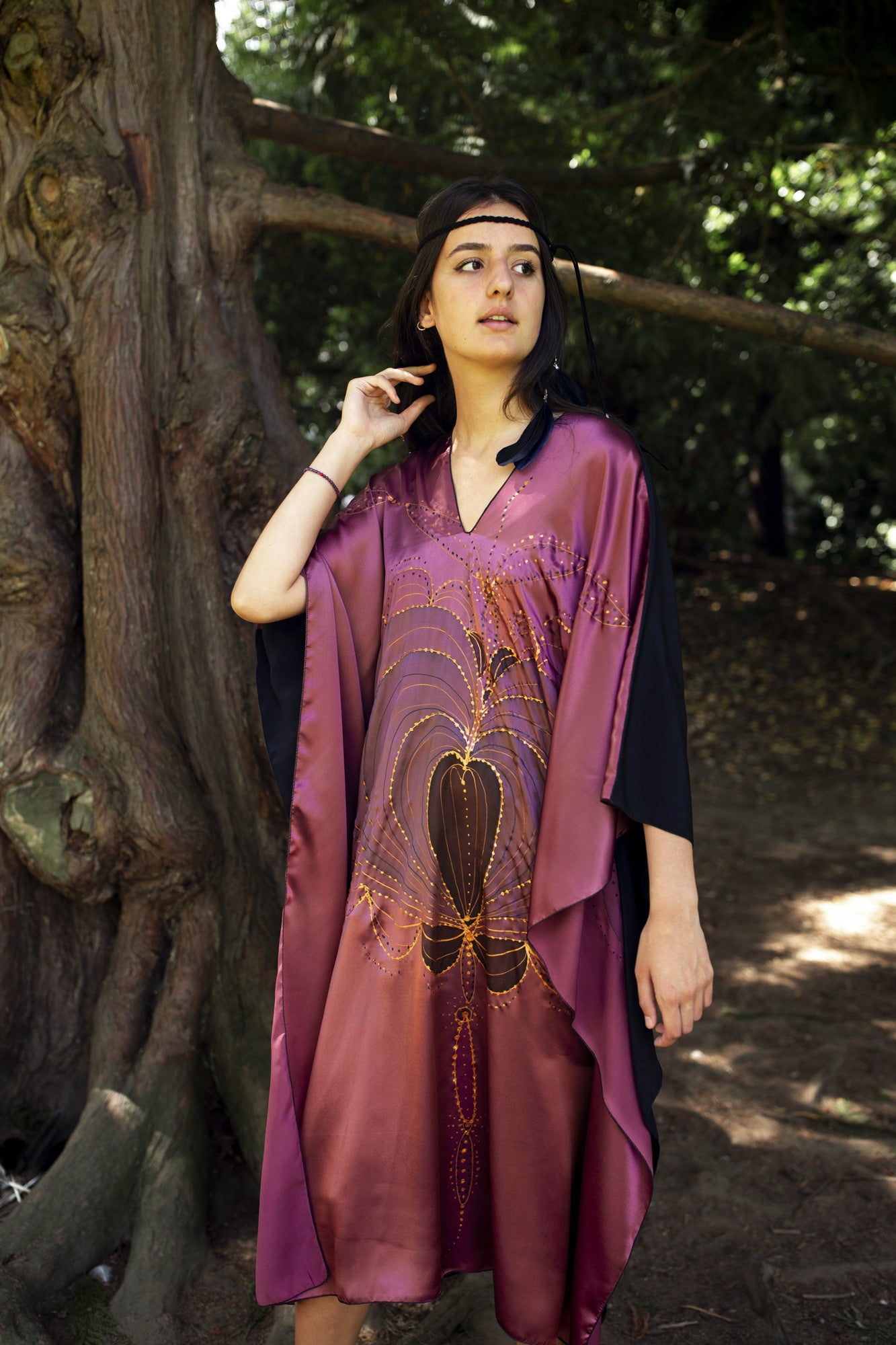 Silk Loose Women's Kaftan Dress - Hand-painted - The Winged Heart ...